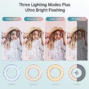 Benbilry Clip On Selfie Ring Light, Compatible with iPhone 15/14/13/12 Series, Rechargeable Mini Circle Light with 3 Light Modes / 4-Level Brightness for iPhone/Android Cell Phone iPad Laptop