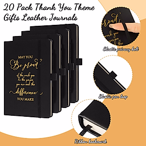 Tisancy 20 Pieces Employee Appreciation Gifts Thank You Leather Journal Notebook Team Gifts for Coworker Staff Inspirational Notebooks for Housekeeping Week(Black Stylish,A5 Size)