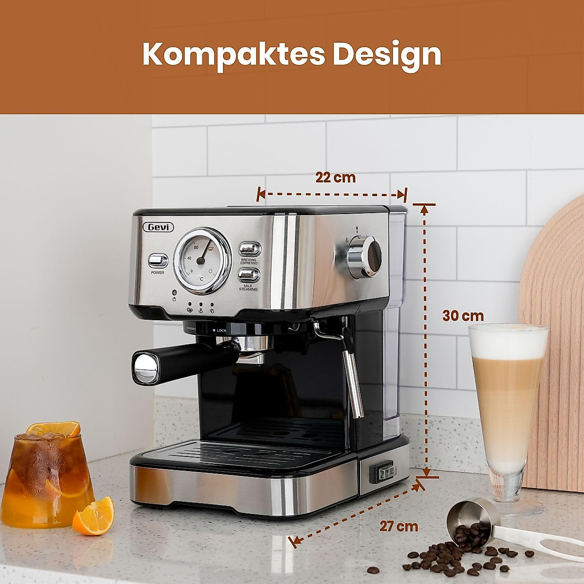 Gevi Espresso Machine High Pressure,Compact Espresso Coffee Machines with Milk Frother Steam Wand,Professional Coffee,Cappuccino,Latte Maker for Home,Espresso Maker, Gift for Coffee Lover, Dad or Mom