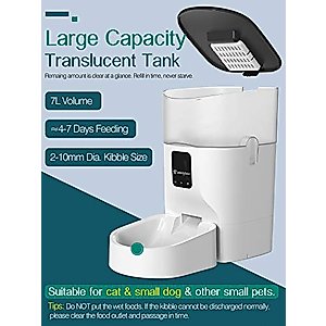 VavoPaw 7L Automatic Cat Feeder, WiFi Enabled Smart Food Dispenser for Cats, Dogs & Small Pets with APP Control, Programmable Timer, Voice Recorder and Portion Control Up to 10 Meals per Day, White