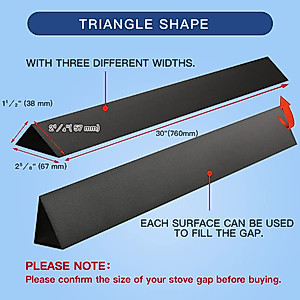 Slide-in Range Rear Filler Kit Black, Universal Triangular Fill Strip, Top Trim Kit Between Stove and Wall for Whirlpool & Most Brand, Aluminum Gap Cover, 30" Long