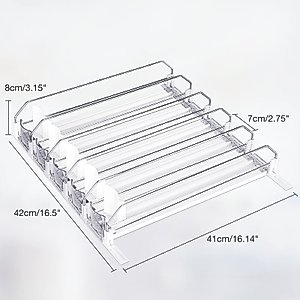 Drink Organizer for Fridge, Self-Sliding Soda Can Organizer for Refrigerator and Adjustable Width, 12oz 16oz 20oz drinks can be accommodated, up to 40+ Cans（5+3 ROWS）