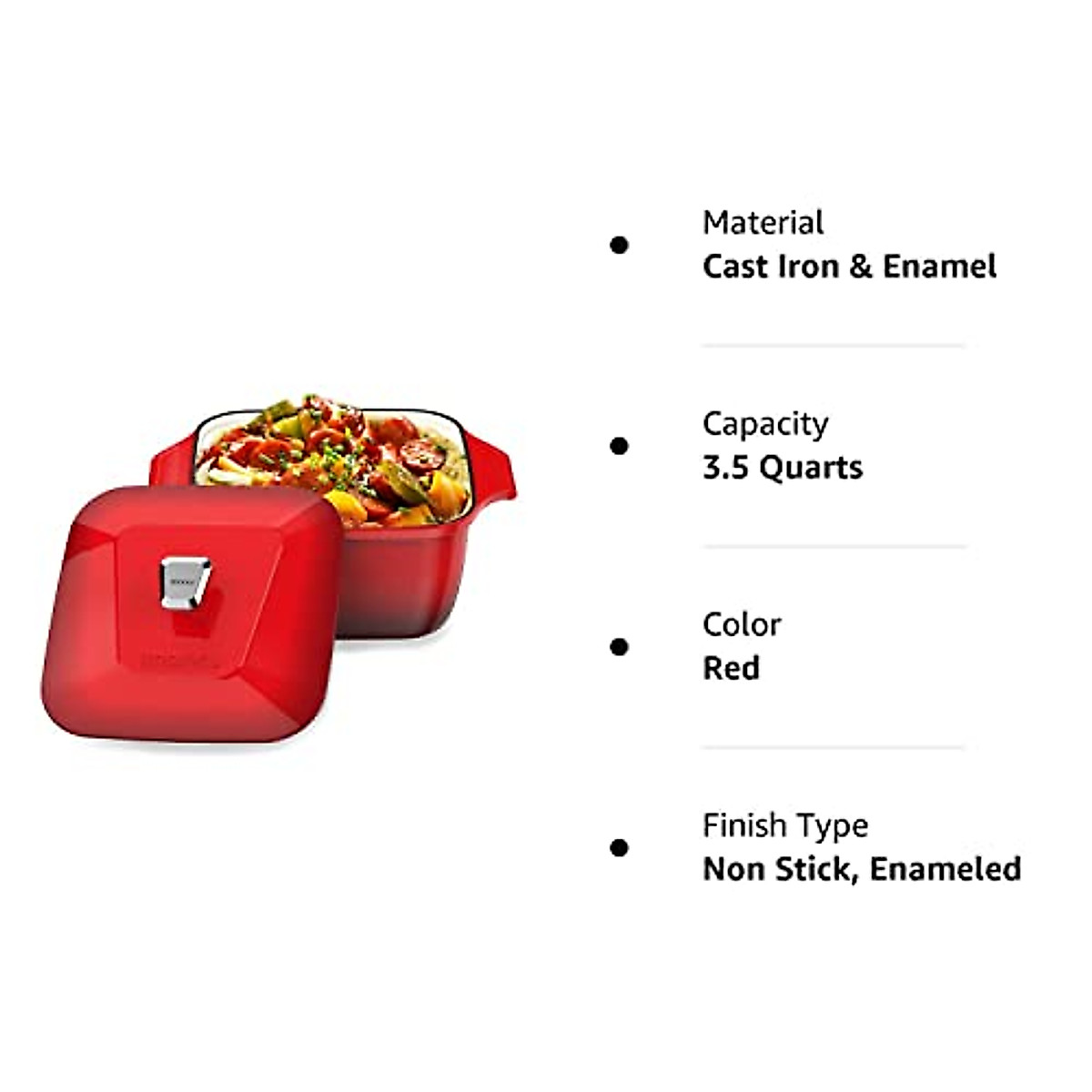 Dutch Oven, imarku 3.5 Quart Enameled Cast Iron Dutch Oven Pot with Lid for Braising, Broiling, Frying, Bread Baking, Roast Turkey, Oven Safe Up To 550°F, Enamel Coating, Nonstick Easy to Clean (3.5QT, RED)