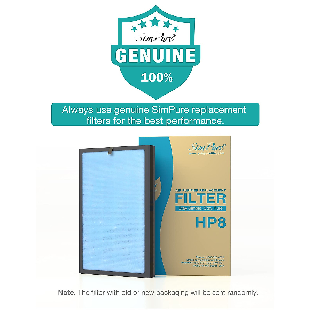 SimPure HP8 Original HEPA Replacement Filter Compatible with SimPure HP8 Air Purifier, SP-HP8-RF (NOT for Other SimPure Air Purifiers)