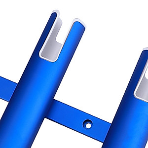 Wall-Mounted Aluminium Fishing Rod Holders, Blue 4 Tubes Linked Fishing Rod Rack, Holds 4 Rods, Surf Fishing Pole Holders for Boat Marine Yacht Camper RV