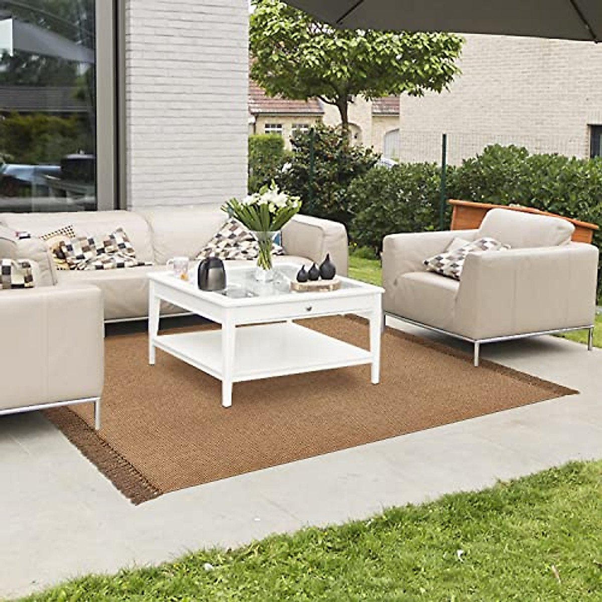 Large Outdoor Patio Rug 4x6 Washable Boho Cotton Area Rug Entryway Rug with Tassels Braided Runner Rug for Living Room Bedroom Dining Room Kitchen Indoor Farmhouse Entryway Carpet Mat