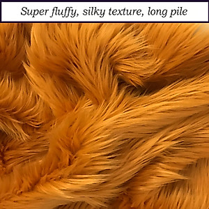 Bianna Gold Mustard Faux Fur Fabric, 60 inches Wide Options, American Seller, Luxury Shag Shaggy Material for Crafting, Sewing, Costumes, Fursuits, Home Decor (30x36 inches)