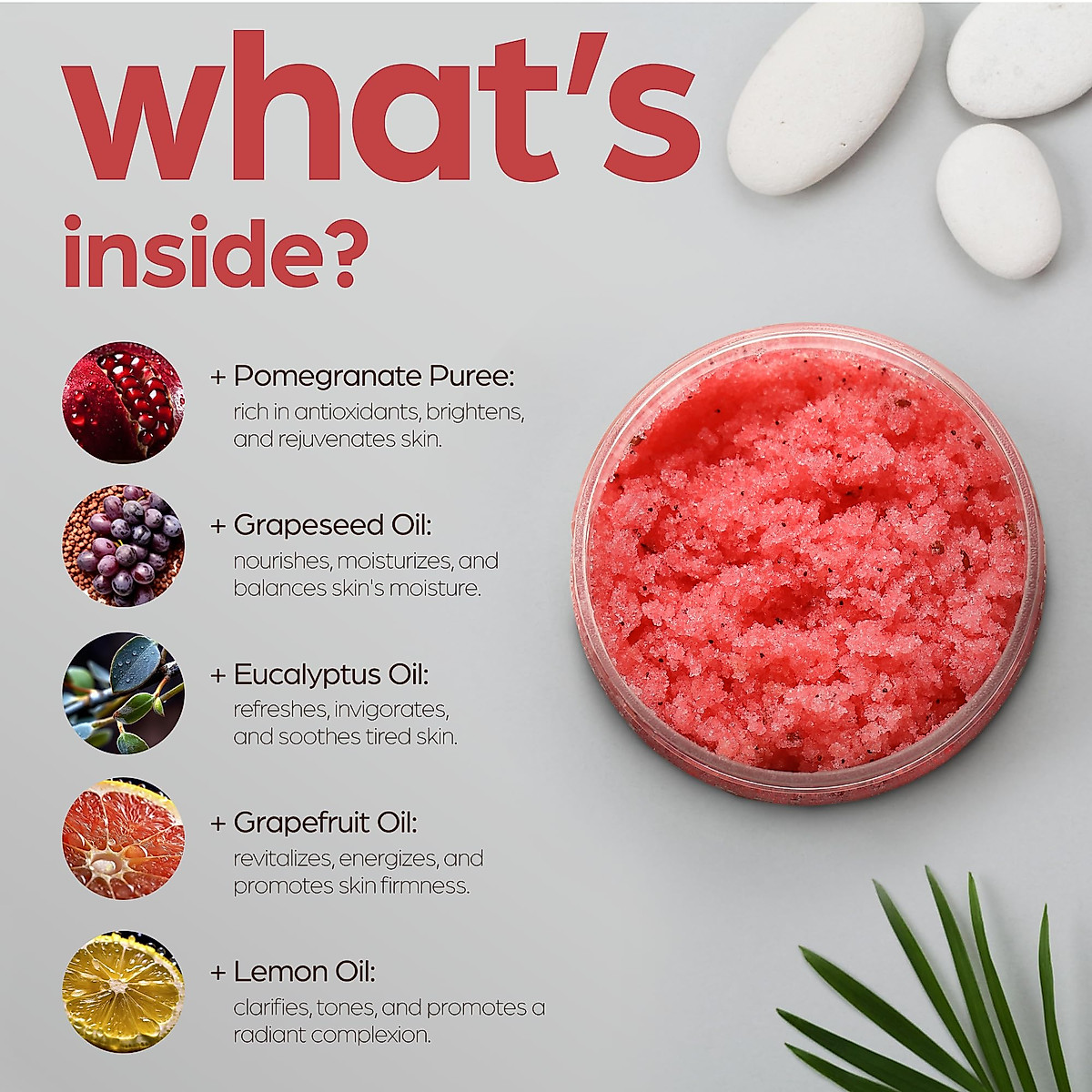 Body Scrub – Moisturizing and Softening with Nourishing Body Oils -Exfoliating Salt Scrub For Body - Win Against Aging, Acne, Eczema, Psoriasis & Dead Skin Scars- 10 oz (Pomegranate)