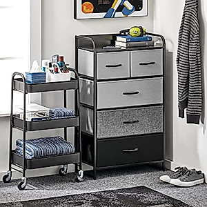 mDesign Metal 3-Tier Rolling Utility Storage Carts - Organizer Trolley for Bathroom, Kitchen, Laundry, Office, and Kids Rooms - Heavy Duty Caddy with 4 Caster Wheels - Matte Black