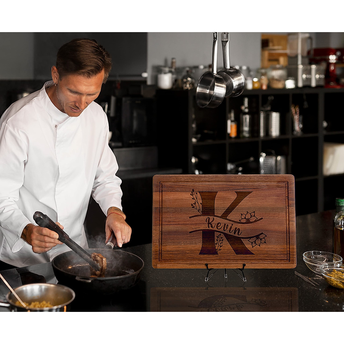 Custom Monogrammed Gifts for Christmas, Personalized Cutting Board, Charcuterie Board, Letter A-Z Engraved, Special Gift for Women, Men, Her, Him, Monogram Letters for Mom, Grandma, Made in USA