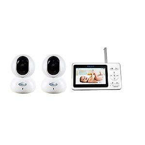 Graco Dual Video Baby Monitor with 4.3" Split Screen Remote and Night Light, Wireless Two Way Baby Monitoring Cameras with Night Vision and Room Temperature Sensor, Rechargeable Battery