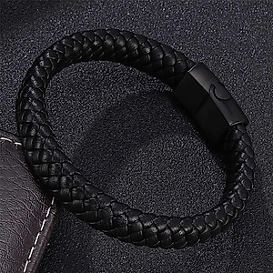 KBNSUIAN Religious Bible The Seals of Seven Archangels Amulet Leather Bracelet, Protection 7 Angels Prayer Talisman Bangle Cool Christian Jewelry for Men Women, 7.28 inches