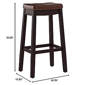 Linon Home Décor Kingston Backless Barstool by Linon, 32" x 18.75" x 13.25", Brown Patch Bar