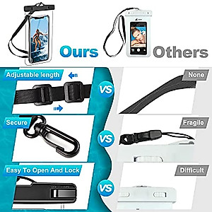 takyu Waterproof Phone Pouch, Universal Premium PVC Waterproof Cell Phone Case Dry Bag Compatible for iPhone 14,13,12 11 Pro Max Plus Mini & Other Smartphones Up to 7 inches (Black,Black/2 Pcs)