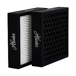 Hunter Fan Company Hunter F1715HE5 True HEPA Replaceement Air Purifier Filter 2-Pack for Model HT1715, 5 x 5 inches, White, 2 Count