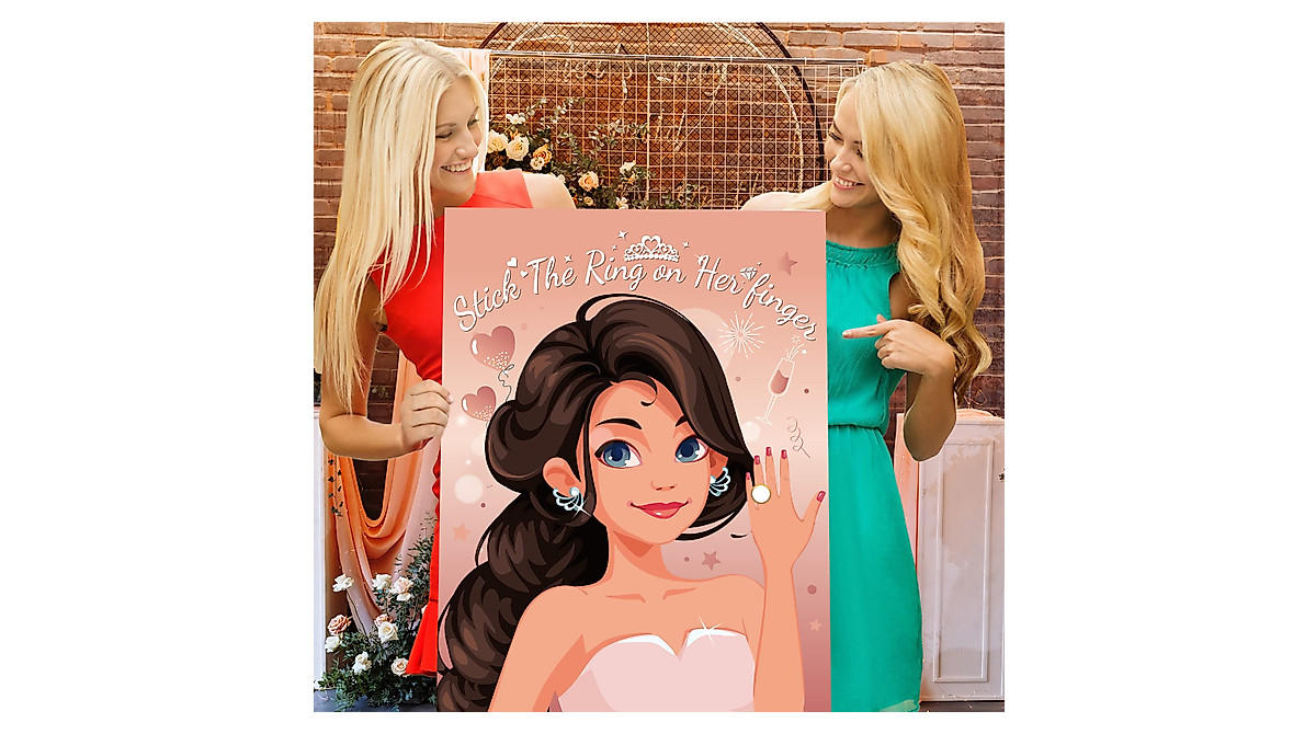 Bridal Shower Pin the Ring Game Set | Rose Gold Bachelorette Party Fun
