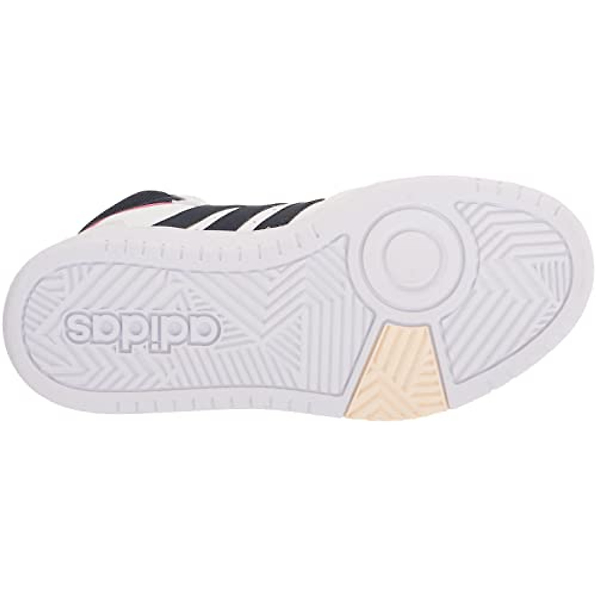 adidas Women's Hoops 3.0 Mid Basketball Shoe, White/Legend Ink/Rose Tone, 9