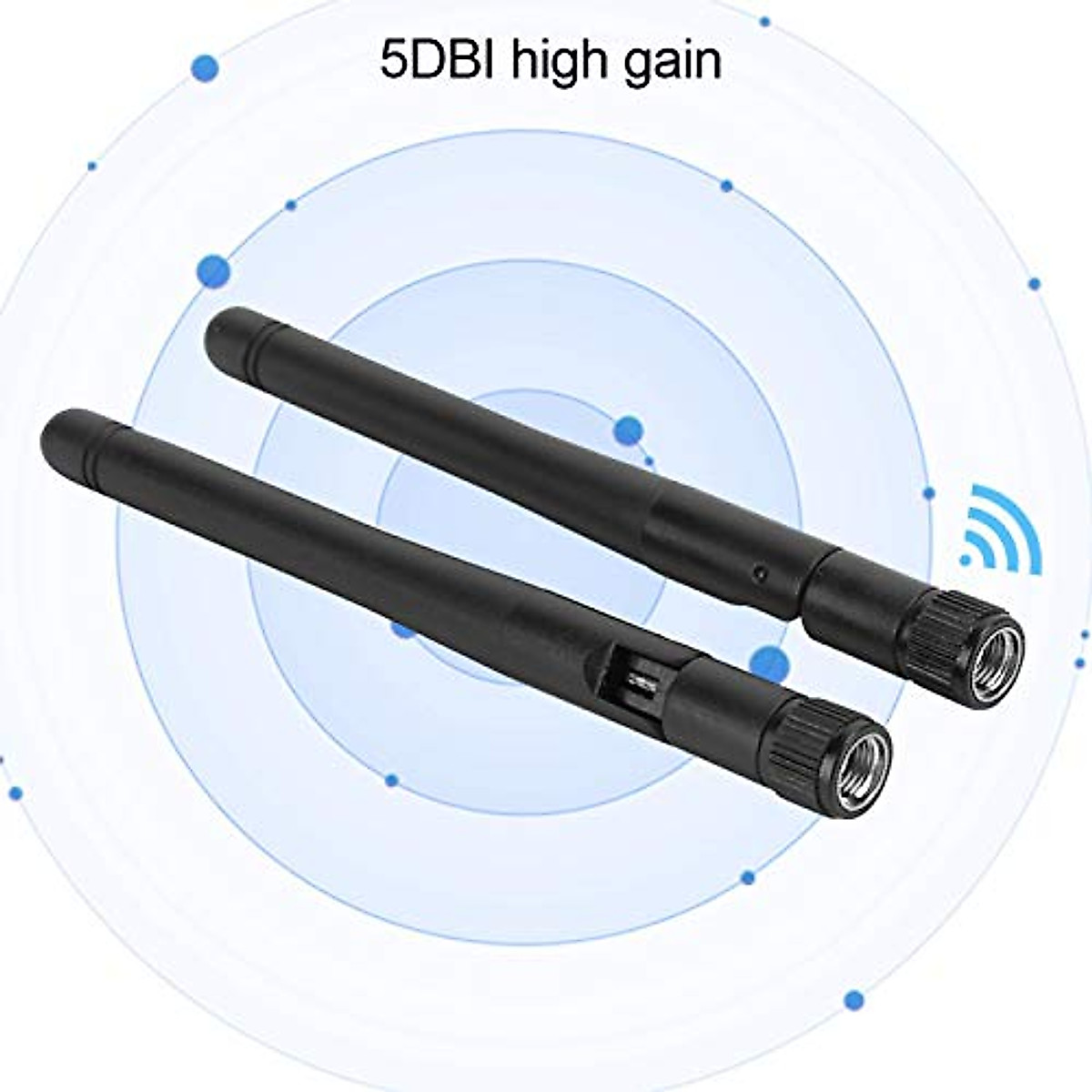 2Pcs 5DBI DualBand 2.4G/5G Omni-Directional WiFi Antenna with RP-SMA Connector for Wireless Network Router, PCI/PCIe Card, USB Adapter, IP Camera(4.3in)