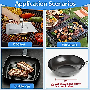 HOLEEKIC 9.0" X 5" Hamburger Press for BBQ, Burger Press and Spatula 2 in 1, Stainless Steel Grill Press for Bacon and Smash Burgers