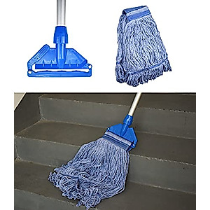 Mop Head Replacement Commercial Heavy Duty String Blue Wet Mop Heads for 3 Typs Commercial Mop Handle(1,Large)