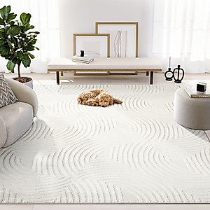 Abani Neutral Cream Area Rug 8' x 10' for Living Room, Bedroom - Half-Moon Design - Durable & Easy to Clean