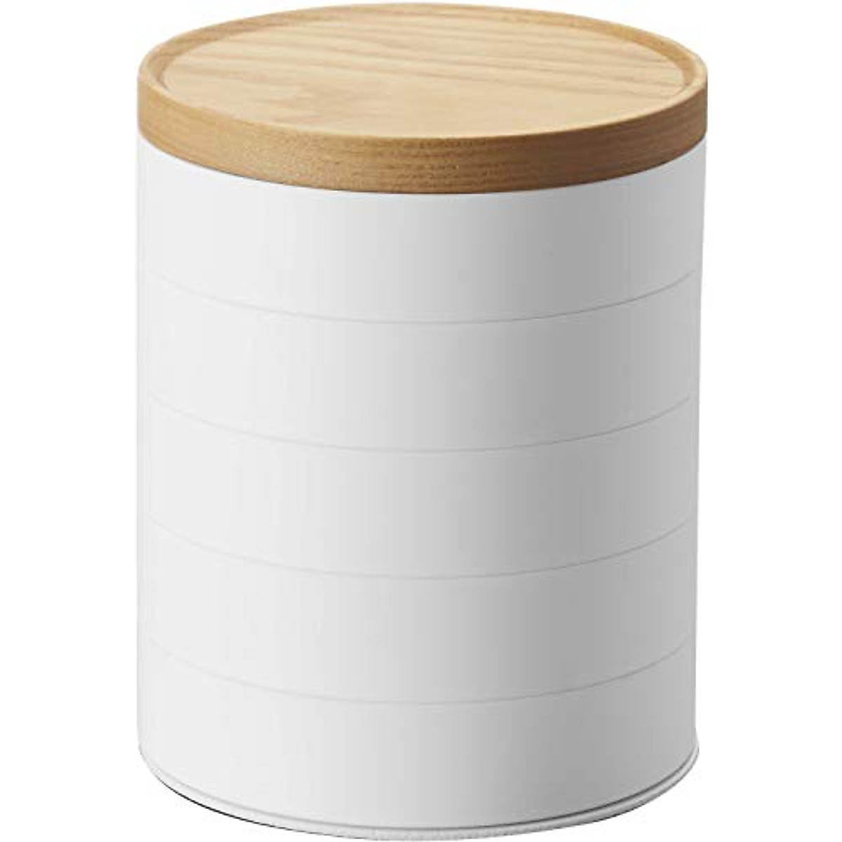 Yamazaki Box Home Stacked Accessory Trays with Wooden Lid | Plastic | Jewelry Organizer, One Size, White
