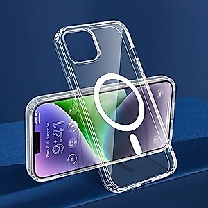 VEGO Clear Case Compatible with iPhone 13 Case & iPhone 14 Case, Magnetic Case with Built-in Magnets Compatible with MagSafe, Crystal Clear Slim Soft TPU Cover for iPhone 13 / iPhone 14 6.1" - Clear