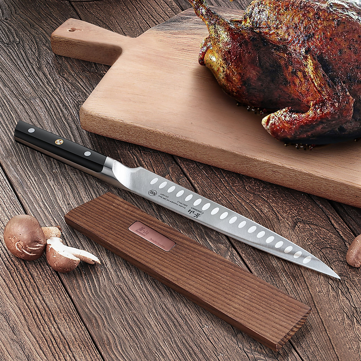 Cangshan 1021523 Solid Ash Wood Magnetic ANCHOR Knife Sheath Only for 9-Inch Carving Knife