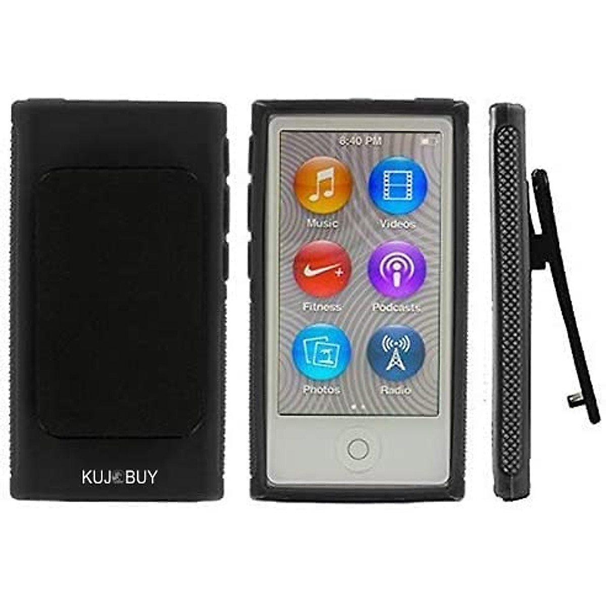 iPod Black Belt Clip TPU Rubber Skin Case Cover for Apple iPod Nano 7th Generation 7G 7