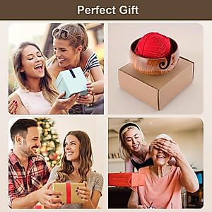 Wooden Yarn Bowl with 8Pcs Metal Crochet Hooks, Knitting Yarn Bowl with Holes Storage Handmade to Prevent Slipping, Perfect Yarn Holder Bowl for Crocheting and Knitting Mother's Day Gift 6" x 3"