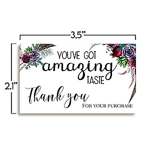 You've Got Amazing Taste Floral Thank You Customer Appreciation Package Inserts for Small Businesses, 100 2" X 3.5” Single Sided Insert Cards by AmandaCreation