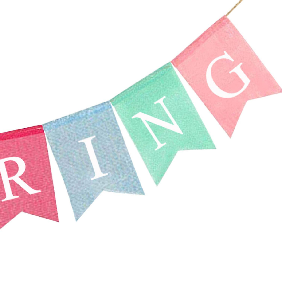 Rainlemon Rustic Linen Happy Spring Banner Fireplace Mantel Bunting Garland Decoration