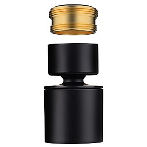 Hibbent NSF/ANSI/CAN 61 Certified Faucet Aerator, 360 Degree Swivel Kitchen Sink Aerator, CUPC Certification Dual-function Sprayer Faucet Replacement Part 55/64 Inch Female Thread - Matte Black