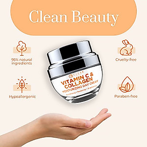 Clear Beauty Vitamin C & Collagen Daily Face Moisturizer - Dermatologist Tested, Moisturizing & Firming, Anti-Aging, Cruelty-Free Korean Skincare, All Skin Types - 1.69 oz