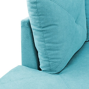 LOPOO 3-Piece Modern Sectional Sofa with Storage Ottoman, L-Shaped Sectional Corner Couch Set with Left Armrest for Living Room,Office, 5 Seats Linen Modular Upholstered Chaise Lounge (Green)