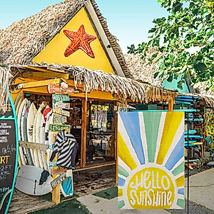 CROWNED BEAUTY Hello Sunshine Summer Garden Flag 12×18 Inch Double Sided Vertical Yard Outdoor Decoration CF149-12