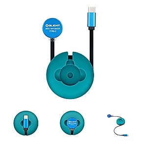 OLIGHT MCC3-C Reel Charger Upgraded Magnetic Charging Cable ONLY for Odin/Odin Mini/PL-Pro/Baton3 Series/Warrior Mini2/Perun 2/Perun 2 Mini/Seeker 3 pro/Warrior X3/Arkfeld/Arkfeld UV (Blue)