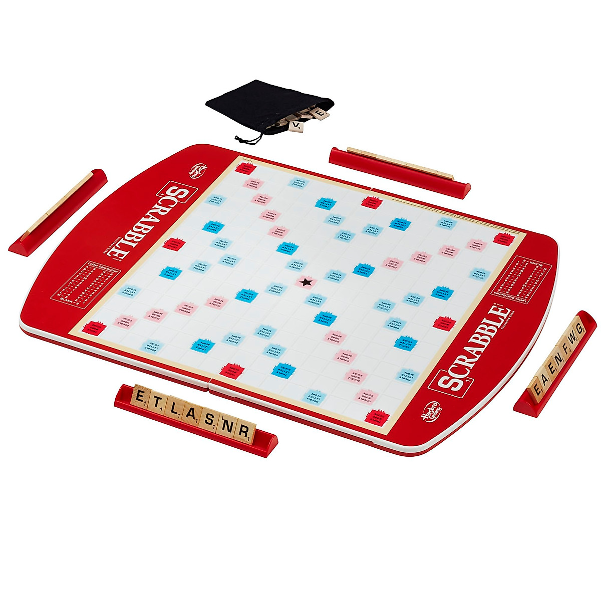 Scrabble Game Deluxe Edition Letter Tiles Board Game, Family Board Games for Adults and Kids, Word Games for 2-4 Players, Ages 8+