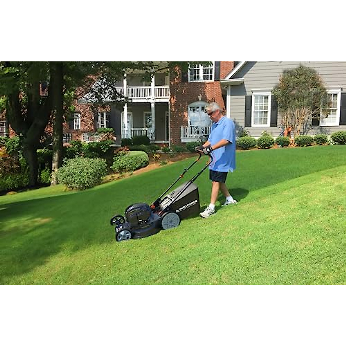 Yard Force Gas Lawn Mower 22-inch, YF22-3N1SP with Briggs & Stratton 150cc Engine, Vertical Storage, Self-propelled, Single Lever Cutting Height Adjustment, 12-inch Rear Wheels