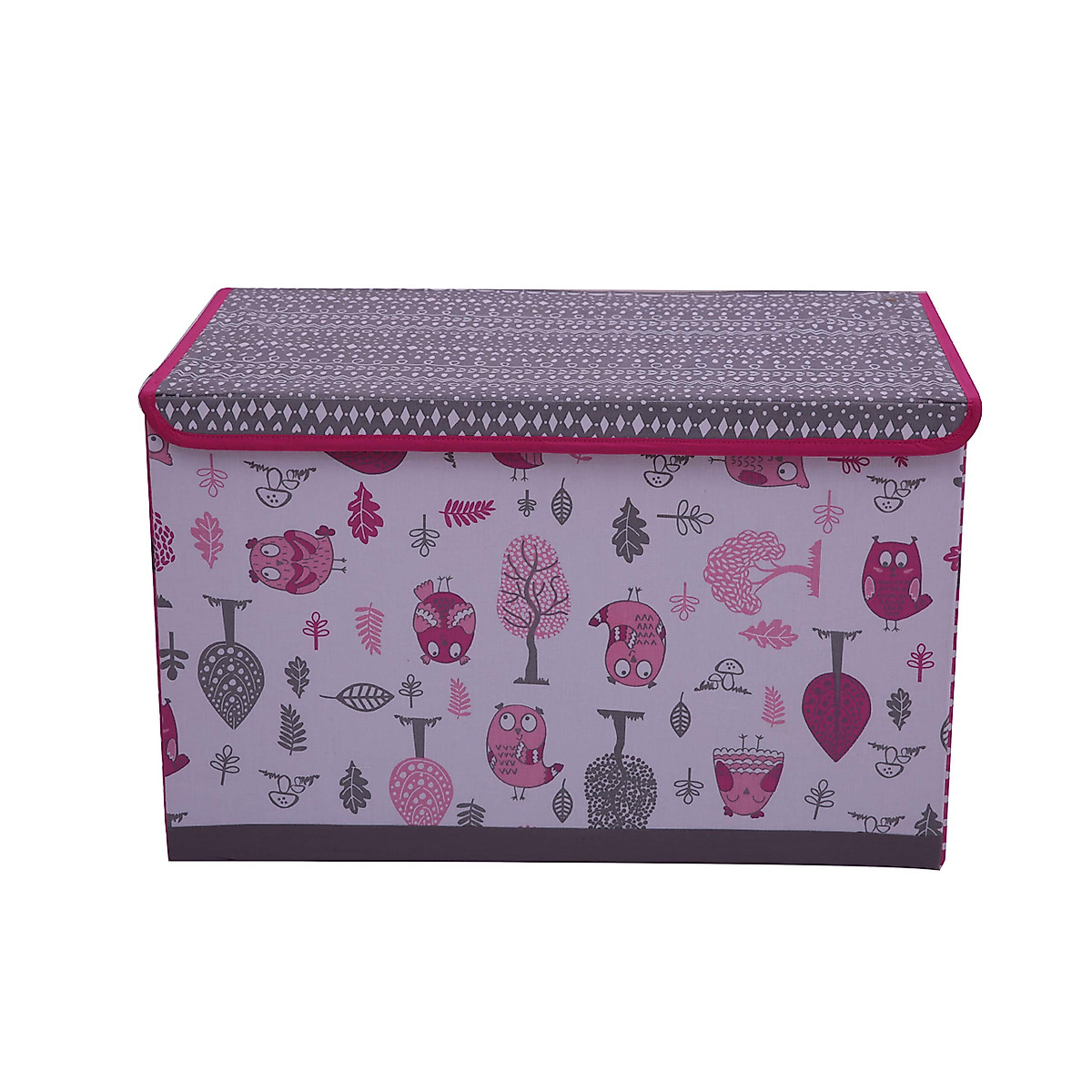 Bacati - Toy Chest Owls in the Woods Pink/Grey