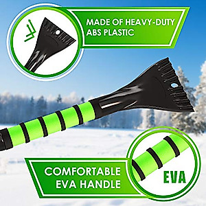 ALMA Snow Brush for Car with Ice Scraper - SOFT FOAM GRIP - Perfect Broom Snow Removal for Cars Window - Scratch Free Snow Scraper for Car - Ice Scrapers for Car Windshield ONE SOLID PIECE No Assembly