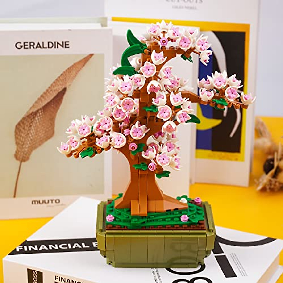 IACTIONUNION Cherry Blossom Bonsai Tree Building Block Sets 550Pcs Japanese Sakura Artificial Flowers Building Toys Botanical Collection Gifts for Women Girls Adults Kids 8-12