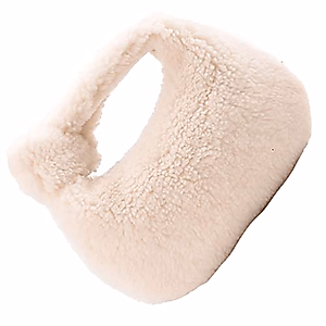 Faux Fur Bag Fashion Plush Dumpling Bag Fluffy Purse Shearling Handbag for Women