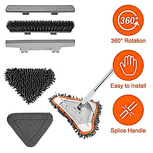 CB Wall Mop Cleaner with Adjustable Handle 360 ° Rotating Cleaning Mop Detachable Wall Cleaning Tool with Replaceable Mop Cloth Reusable Dust Mop Cleaner Wet and Dry Use Durable for Windows Wall Floor