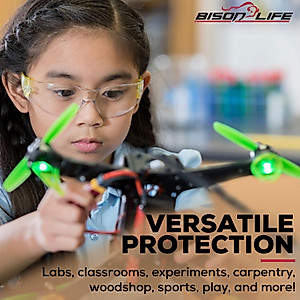 BISON LIFE Safety Glasses for Kids 12 Pack | ANSI Z87 Impact and Scratch Resistant, Clear Lens Assorted Color Temples, Child Youth Size Science Glasses Variety Pack