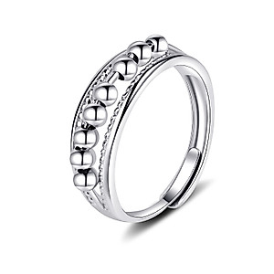 TIKCAUZ 925 Sterling Silver Fidget Ring for Anxiety for Women Stacking Spinning Ring Adjustble Fidgit Spinner Rings for Anxiety for Women Men