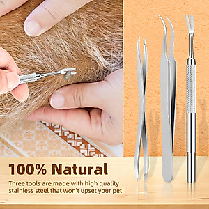 Rypet Tick Remover Tool Set - Stainless Steel Tick Remover Kit for Cats Dogs and Humans(Pack of 3)