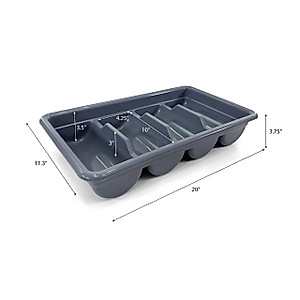 Farag Janitorial Cutlery Bin | Flatware Bin 4 Compartment Plastic | Commercial Cutlery Box Gray | Polypropylene Plastic.