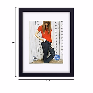 RPJC 11 x 14 Picture Frames Made of Solid Wood and High Definition Glass Display Pictures 8x10 with Mat or 11x14 Without Mat for Wall Mounting Photo Frames Black