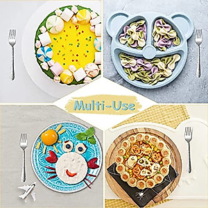 TeamFar Toddler Forks, Stainless Steel Toddler Utensil Silverware Baby Forks for Self Feeding at Home & Preschool, Healthy & Non Toxic, Mirror Polished & Hammered Handle, Dishwasher Safe, Set of 6